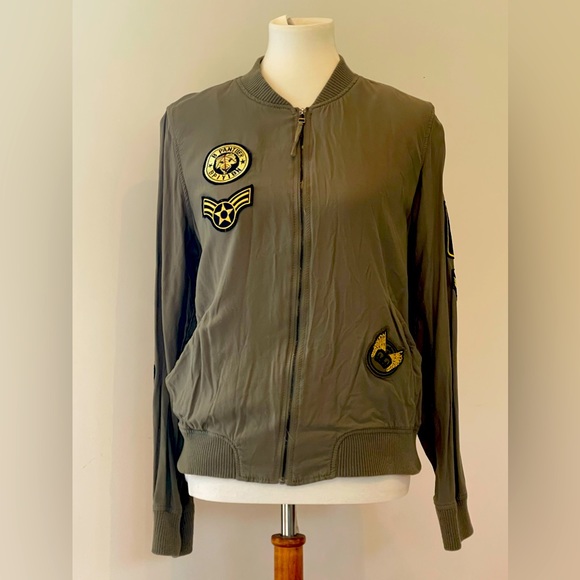 Max Studio | Jackets & Coats | Max Studio Olive Green Bomber Jacket ...